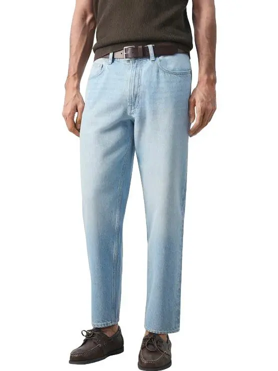 Mango Crop Tapered Jeans - Light Blue