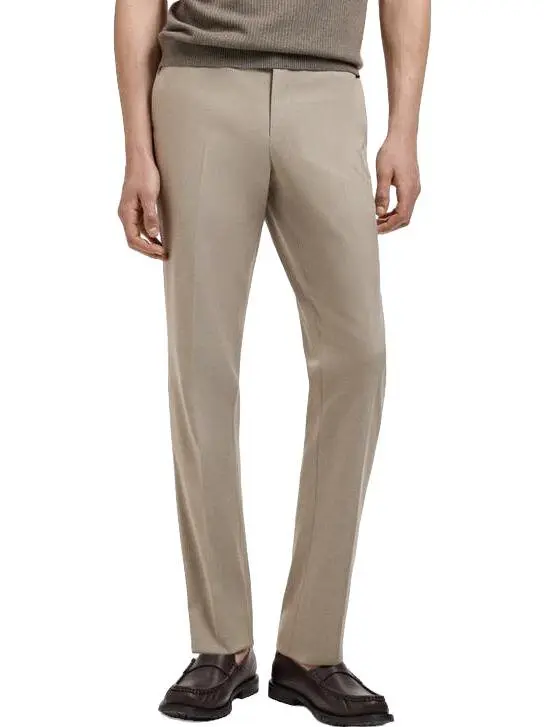 Mango Slim Fit Suit Pants - Beige
