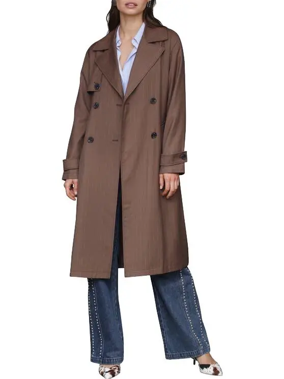 Avec Les Filles Relaxed Duster Trench Coat - Brown Stripe
