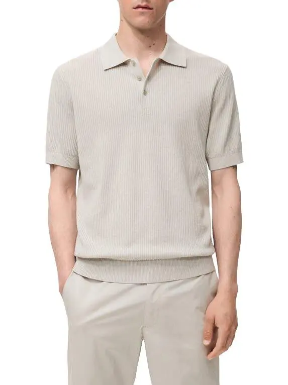 Mango Ribbed Polo Sweater - Ice Grey