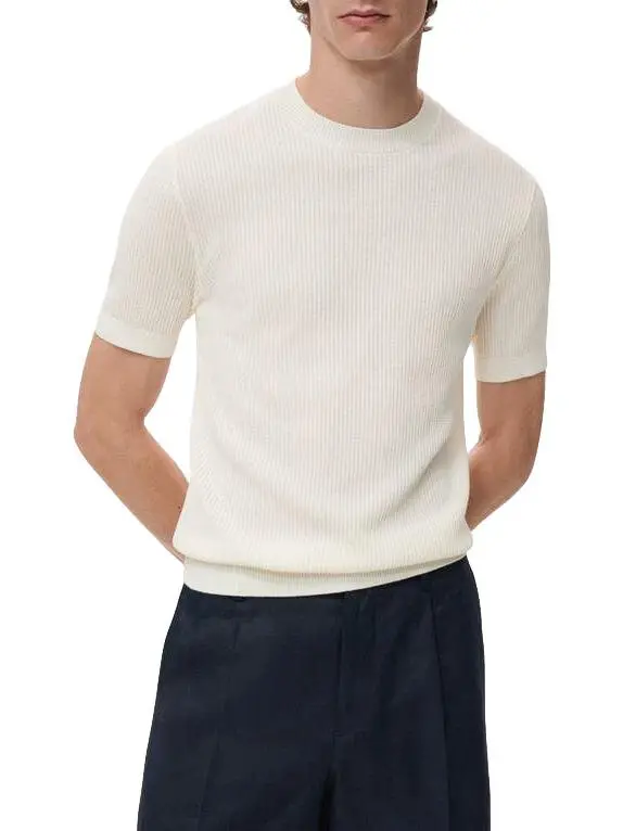 Mango Rib Knit T-shirt - Off White