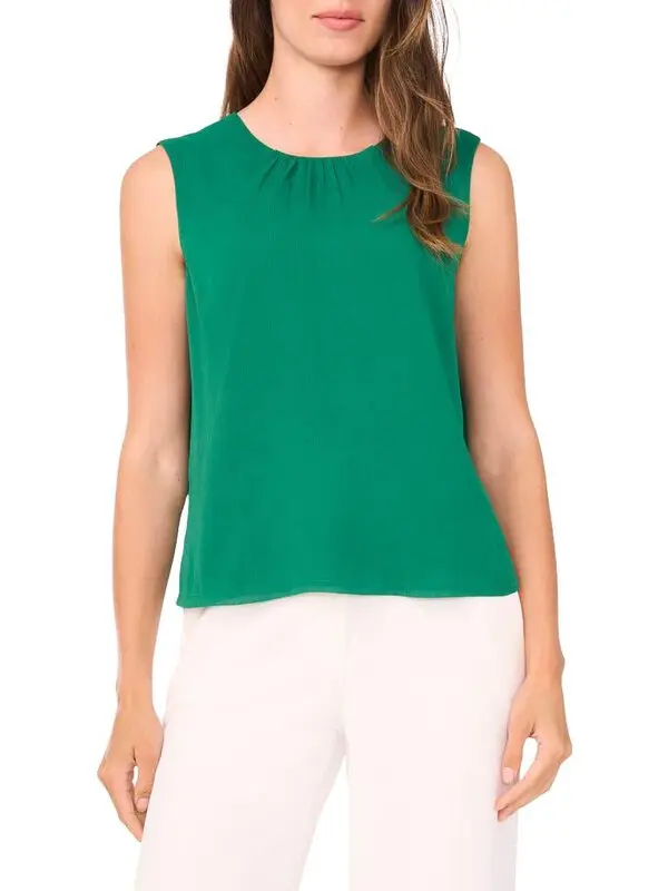 Halogen Gathered Neck Sleeveless Shell - Holly Green