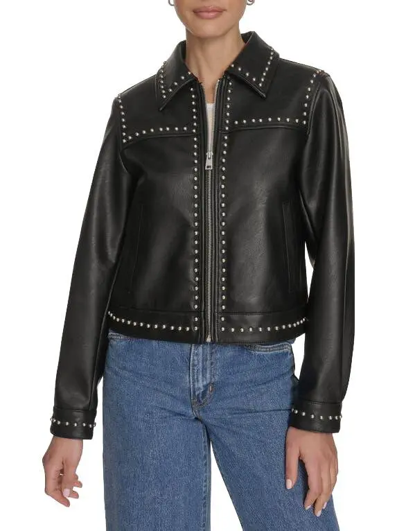 LEVI'S Studded Faux Leather Jacket - Black