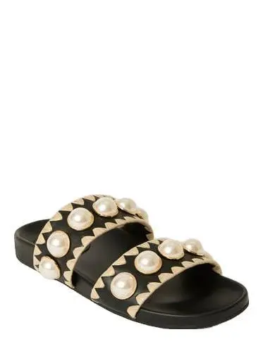 BTB LOS ANGELES Oceana Pearl-accented Slides - Black