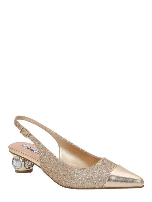 LADY COUTURE Jewel Heel Slingback Pump - Gold