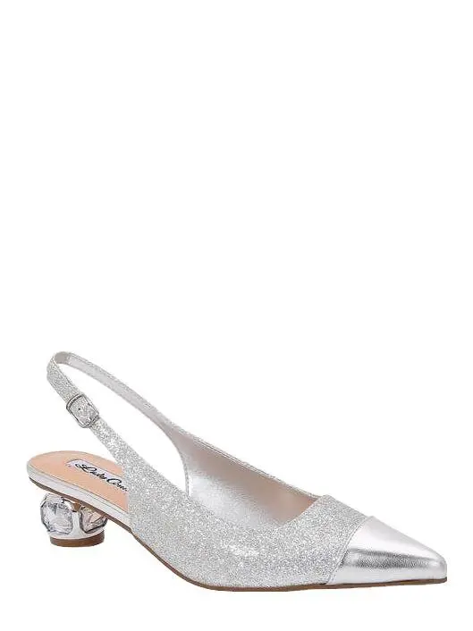 LADY COUTURE Jewel Heel Slingback Pump - Silver