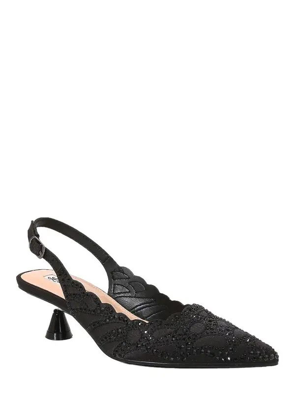 LADY COUTURE Scallop Top Line Slingback Pump - Black