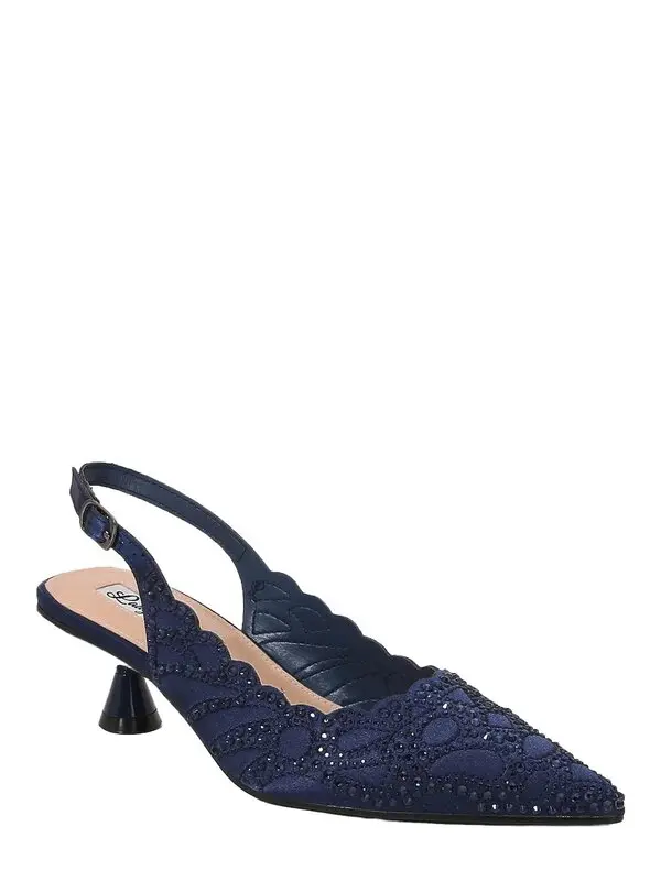 LADY COUTURE Scallop Top Line Slingback Pump - Navy