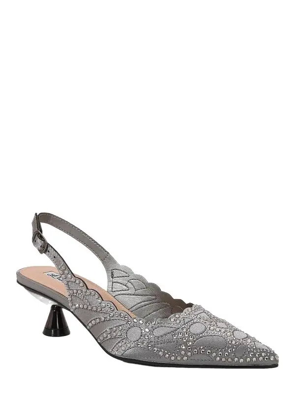 LADY COUTURE Scallop Top Line Slingback Pump - Pewter