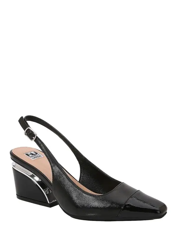 NINETY UNION Patent Metal Heel Slingback Pump - Black