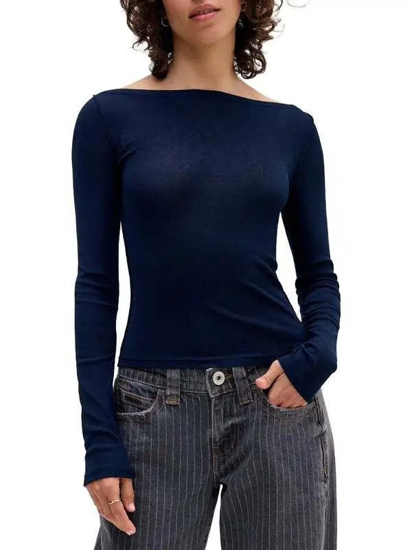 BDG URBAN OUTFITTERS Off-the-shoulder Top - Navy