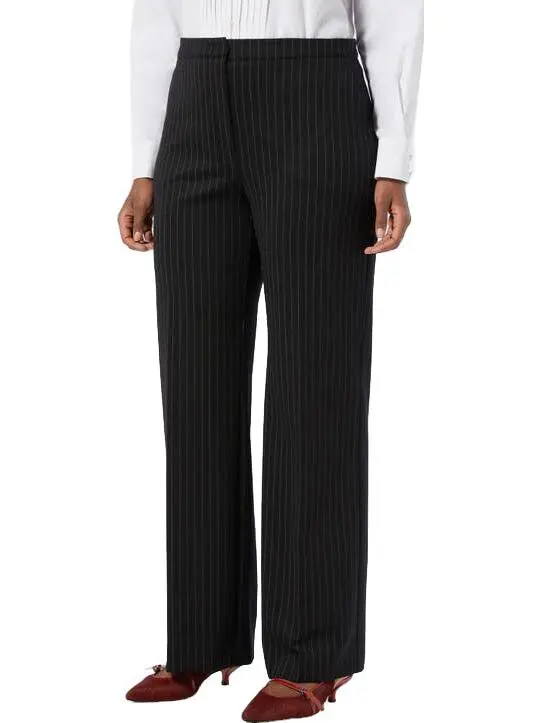Marina Rinaldi Michela Pinstripe Stretch Jersey Pants - Black