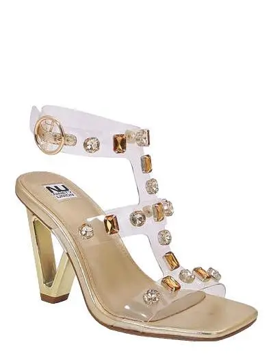 NINETY UNION Jewel Geometric Heel Sandals - Gold