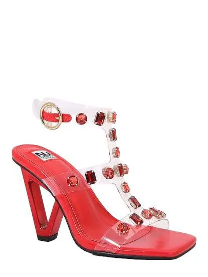 NINETY UNION Jewel Geometric Heel Sandals - Red