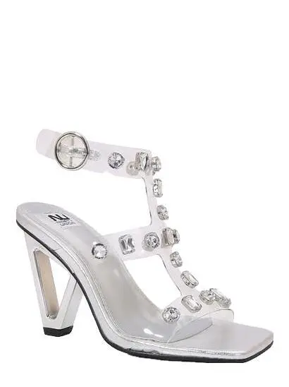 NINETY UNION Jewel Geometric Heel Sandals - Silver