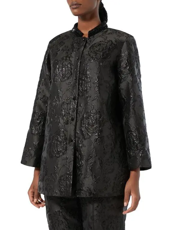 Marina Rinaldi Rupia Floral Jacquard Jacket - Black