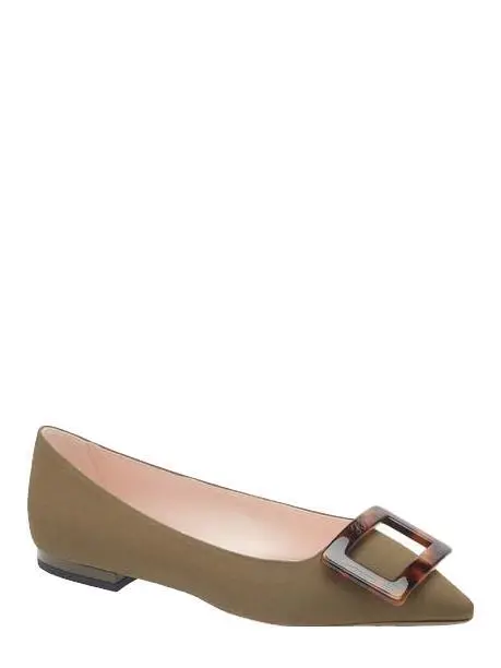 ROGER VIVIER Gommettine Pointed Toe Flat - Militare Chiaro