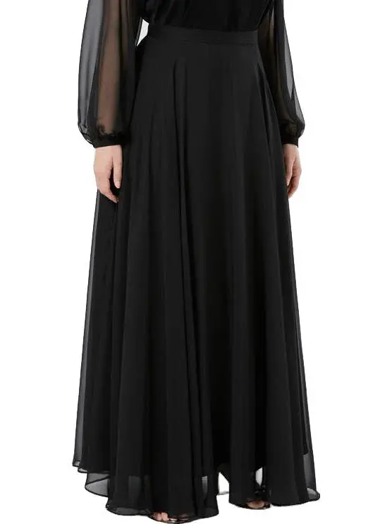Marina Rinaldi Fontana Chiffon Maxi Skirt - Black