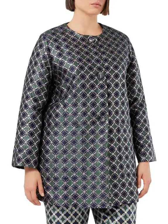 Marina Rinaldi Dinda Geometric Jacquard Jacket - Midnight Blue