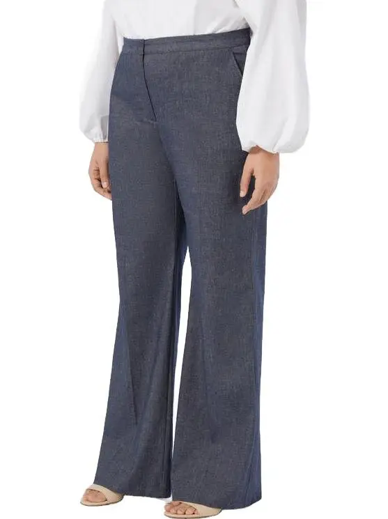 Marina Rinaldi Brigitta Cotton-blend Pants - Blue Jeans