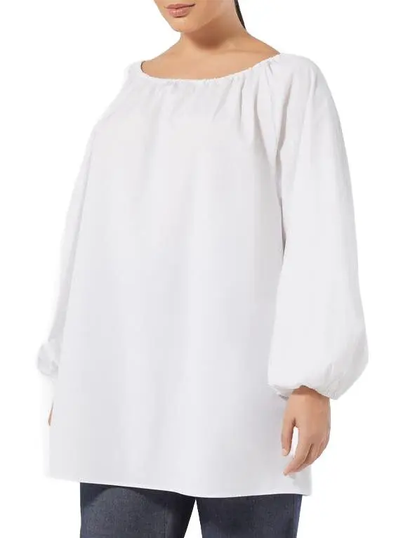 Marina Rinaldi Off-the-shoulder Poplin Top - Optical White