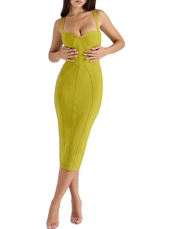 House Of Cb The Era Bandage Dress - Matcha