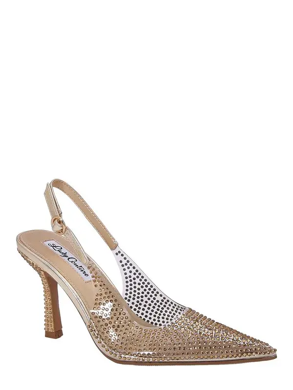 LADY COUTURE Rhinestone Slingback Pumps - Gold