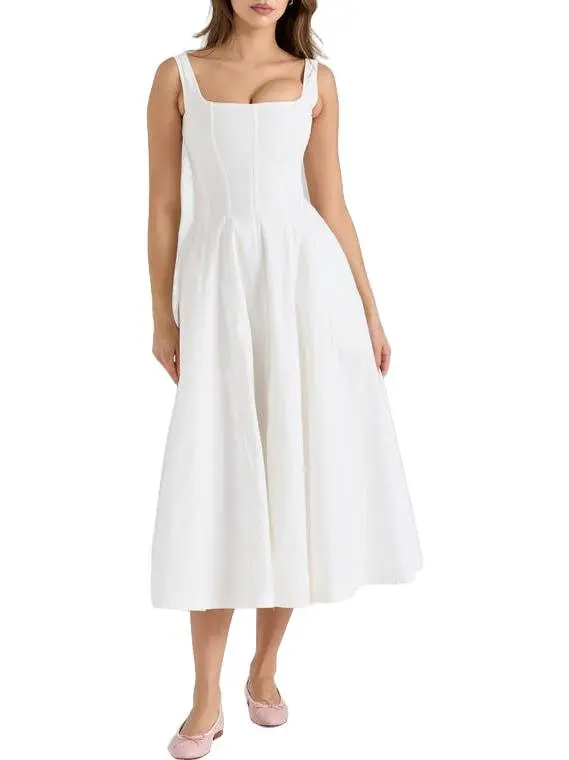 House Of Cb Mariabella A-line Midi Dress - Cloud Dancer