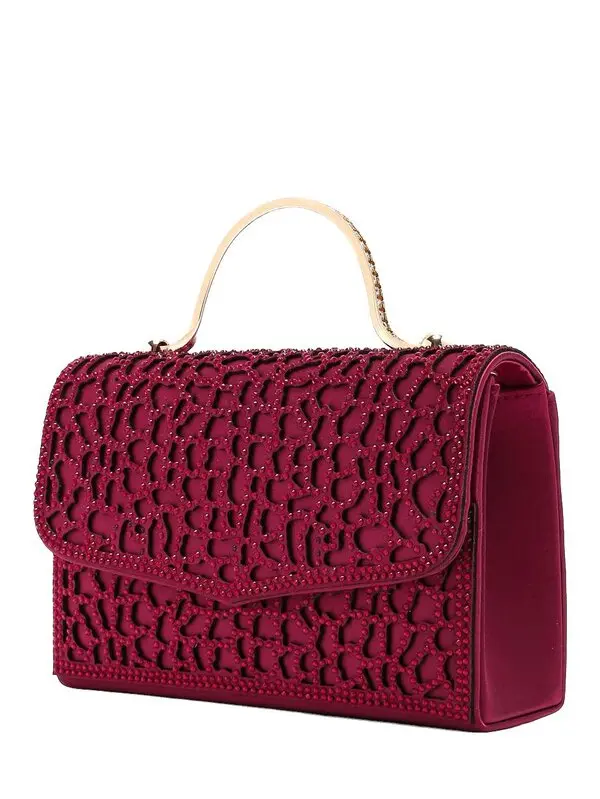 LADY COUTURE Rhinestone Embellished Evening Handbag - Burgundy