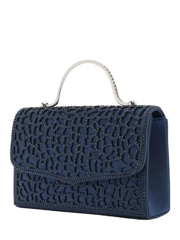 LADY COUTURE Rhinestone Embellished Evening Handbag - Navy