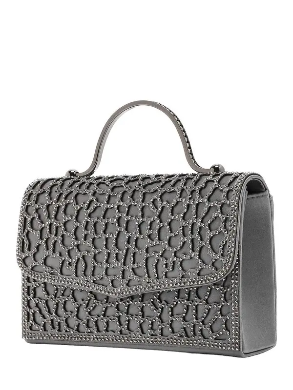 LADY COUTURE Rhinestone Embellished Evening Handbag - Pewter