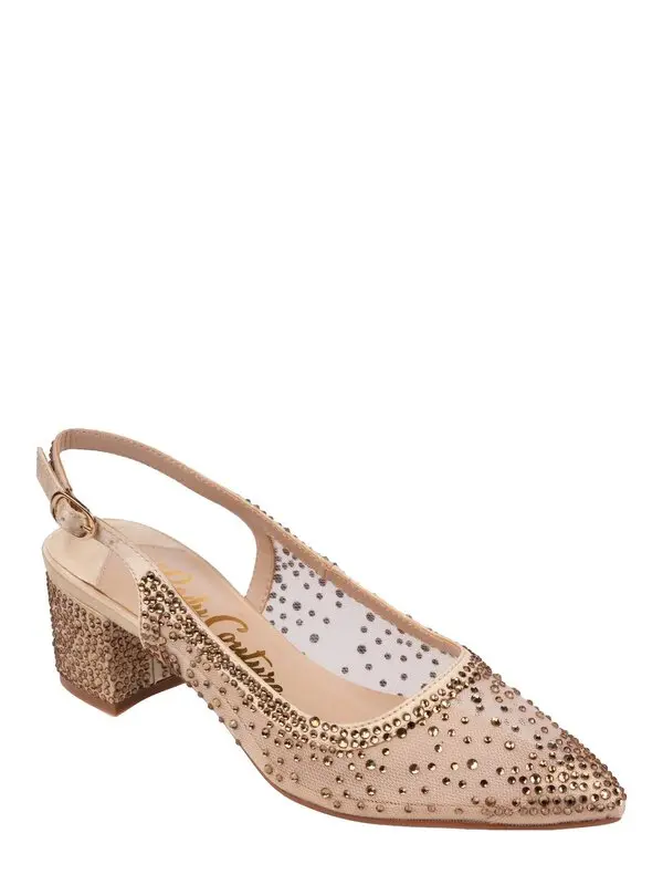 LADY COUTURE Rhinestone Embellished Slingback Pumps - Gold