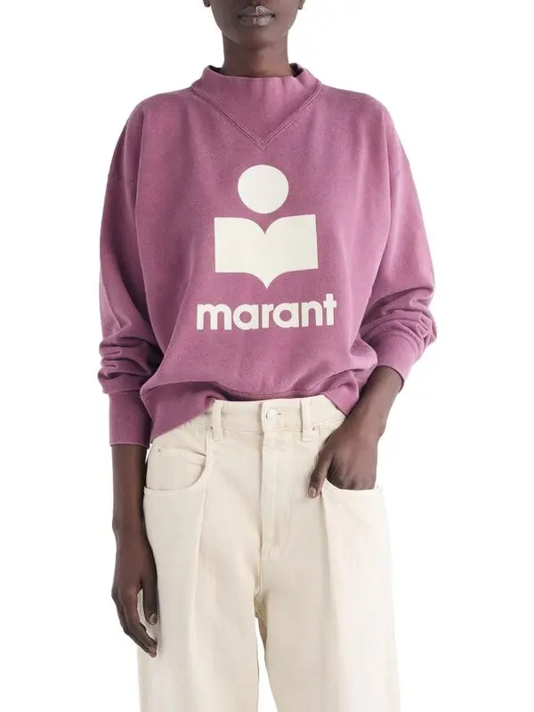Isabel Marant Moby Logo Cotton-blend Sweater - Raspberry/ecru