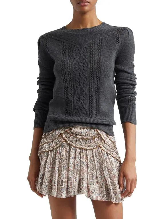 Isabel Marant Kelia Cotton & Wool Cable Sweater - Anthracite