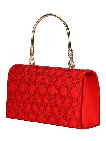 LADY COUTURE Rhinestone Covered Clutch - Red