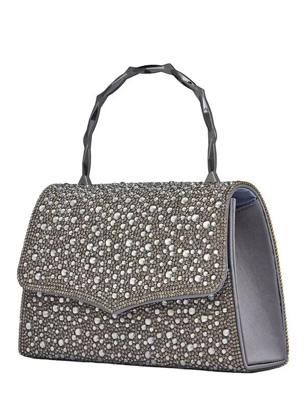LADY COUTURE Embellished Evening Handbag With Top Handle - Pewter