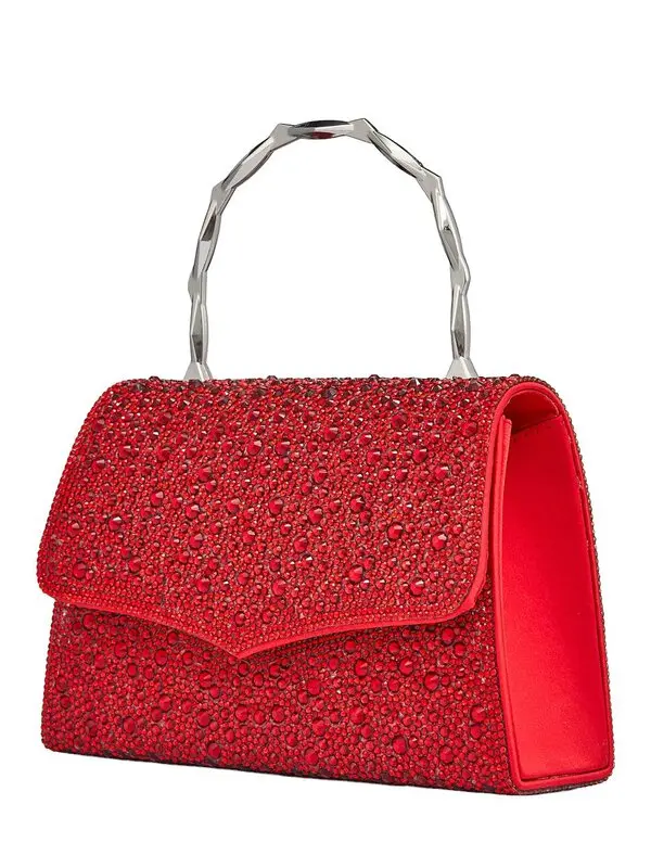 LADY COUTURE Embellished Evening Handbag With Top Handle - Red