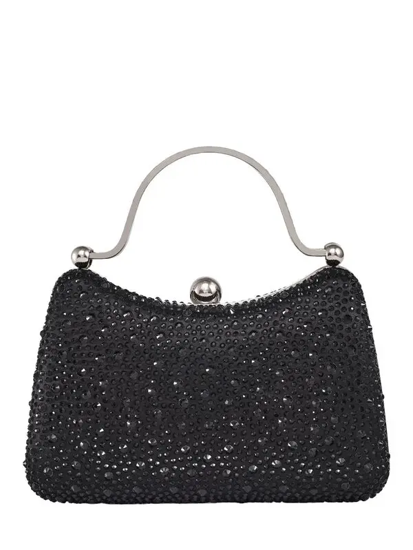 LADY COUTURE Dazzling Evening Handbag With Metal Handles - Black