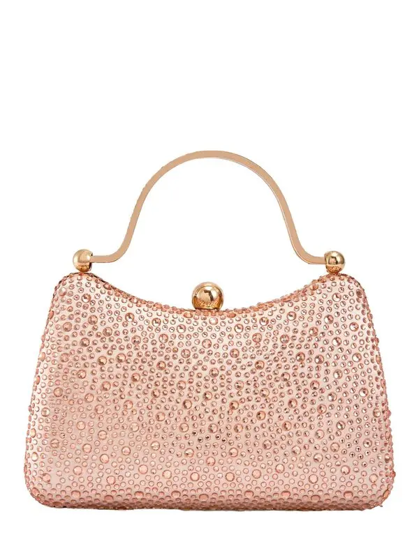 LADY COUTURE Dazzling Evening Handbag With Metal Handles - Champagne