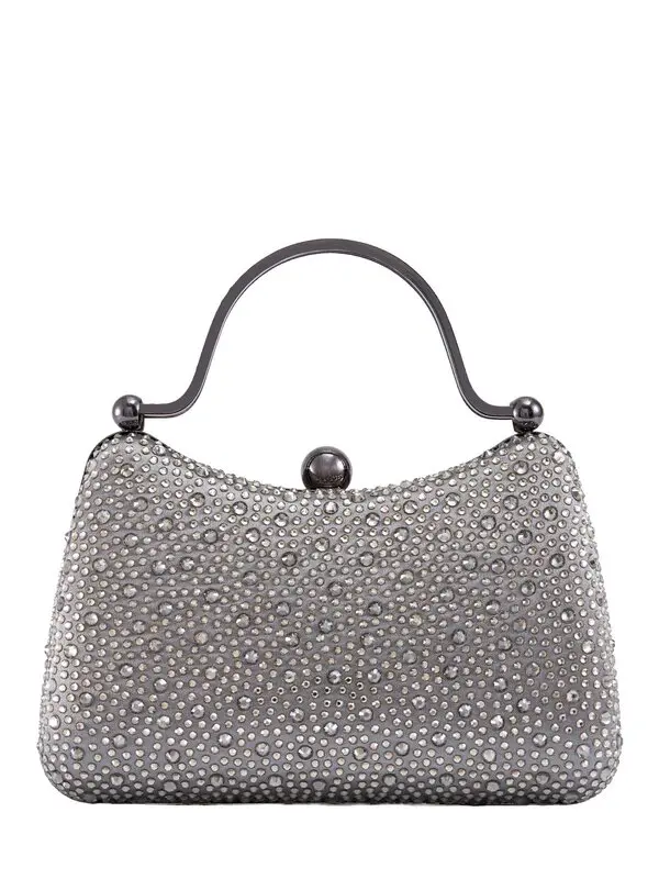 LADY COUTURE Dazzling Evening Handbag With Metal Handles - Pewter