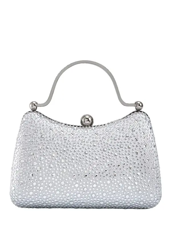 LADY COUTURE Dazzling Evening Handbag With Metal Handles - Silver