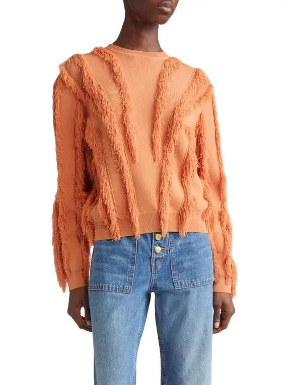Ulla Johnson Aubree Fringed Sweater - Tulip