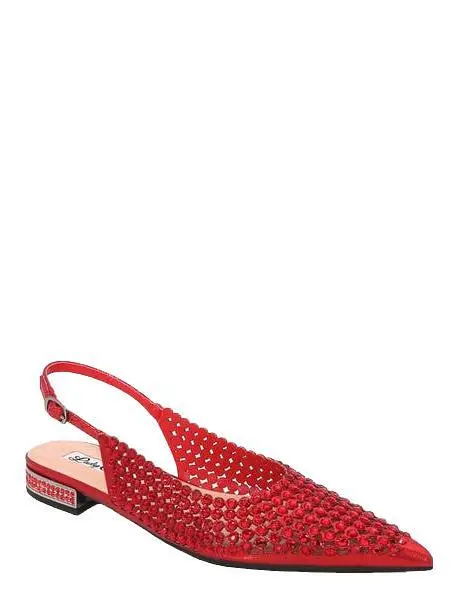 LADY COUTURE Rhinestone Slingback Jewel Heel Pumps - Red