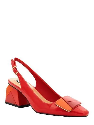NINETY UNION Slingback Pumps With Geometric Heel - Red Multi