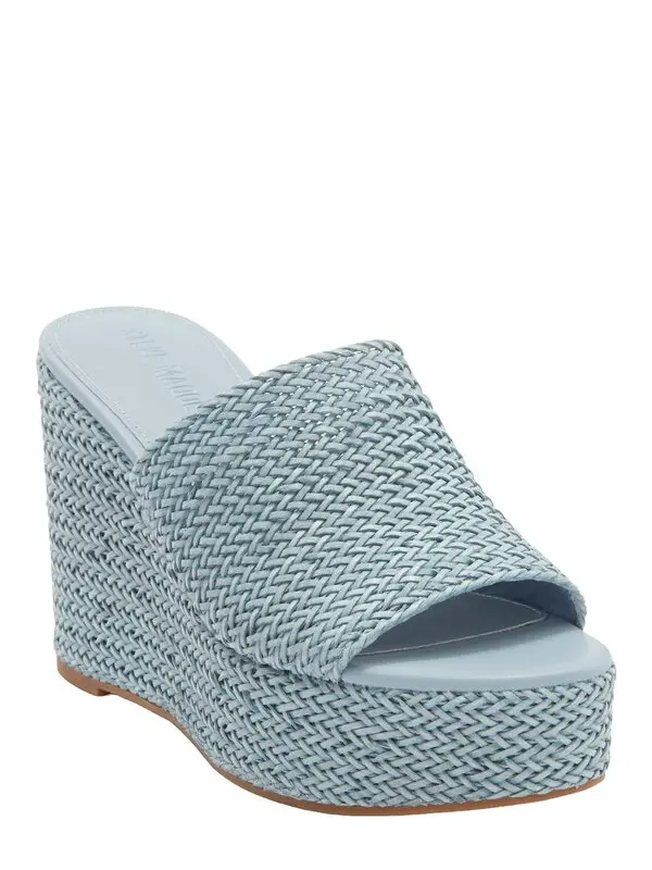 Steve Madden Cassi Platform Wedge Slide Sandal - Blue