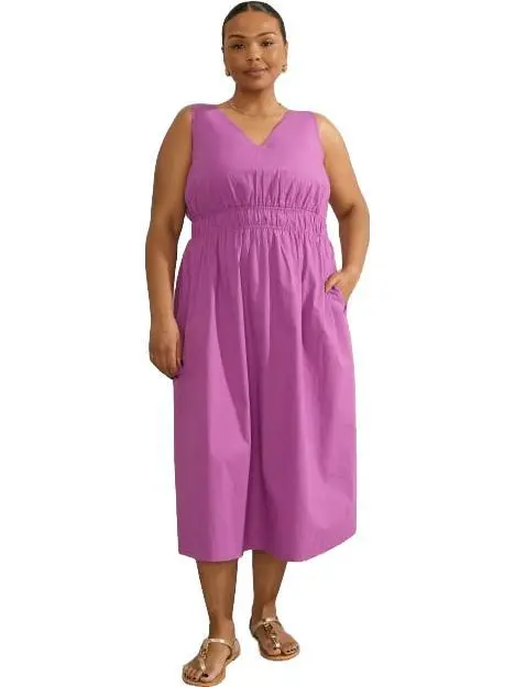 LIVE UNLIMITED V-neck Elasticated Waist Dress - Purple