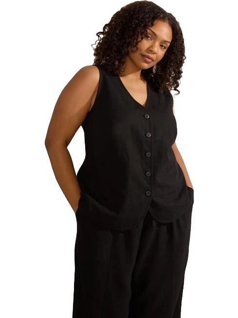 LIVE UNLIMITED Linen Waistcoat - Black