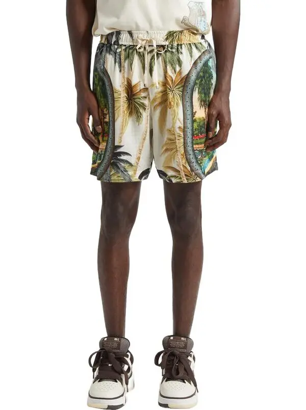 Amiri Paradise Print Relaxed-fit Shorts - Green/white Multi