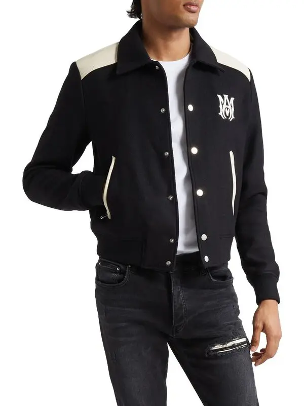 Amiri Mixed Media Band Jacket - Black