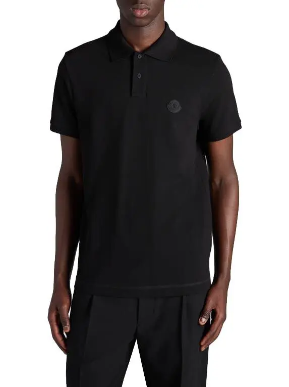 Moncler Logo Patch Cotton Piqué Polo - Black/navy